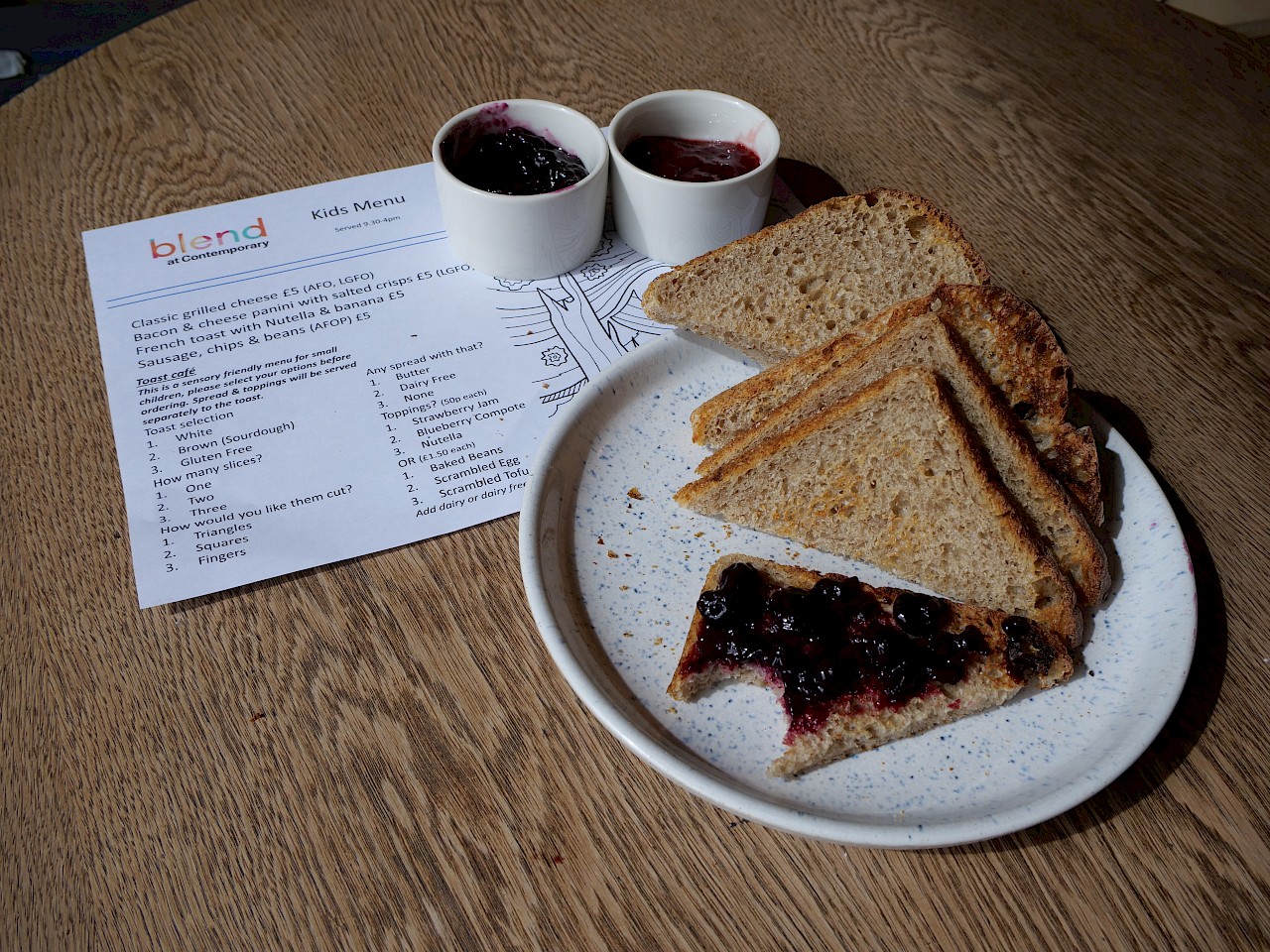 Blend at Contemporary: Children's Menu - Nottingham Contemporary